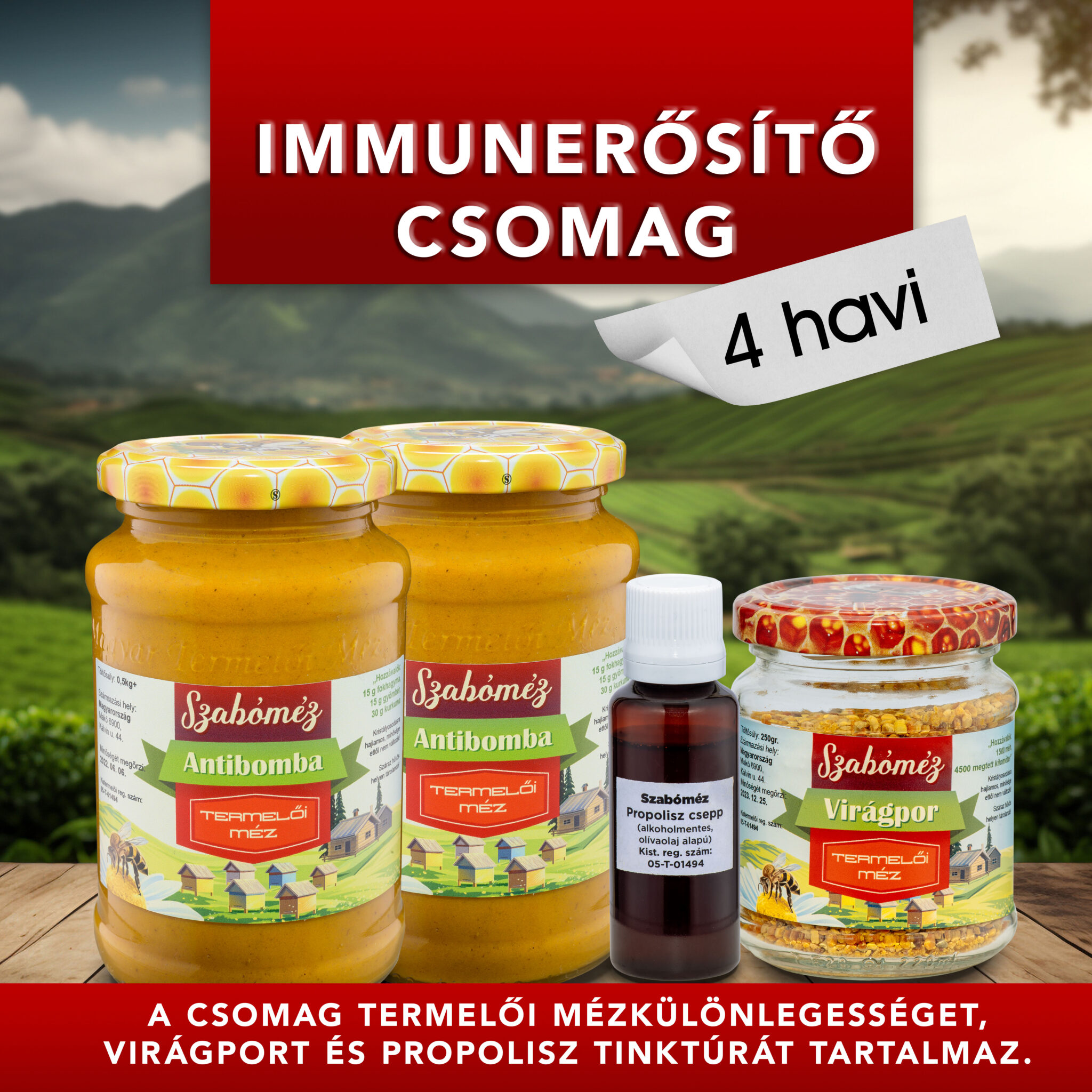 Immunerősítő Csomag - 4 havi 1 főnek - Szabóméz